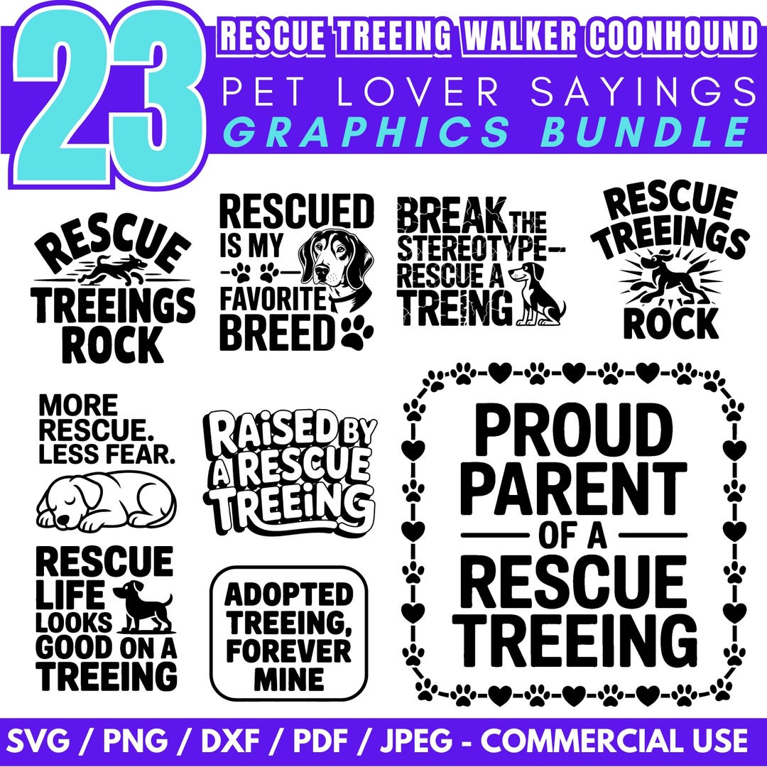 Rescue Treeing Walker Coonhound Svg | Dog Lover Sayings Bundle | Cricut ...