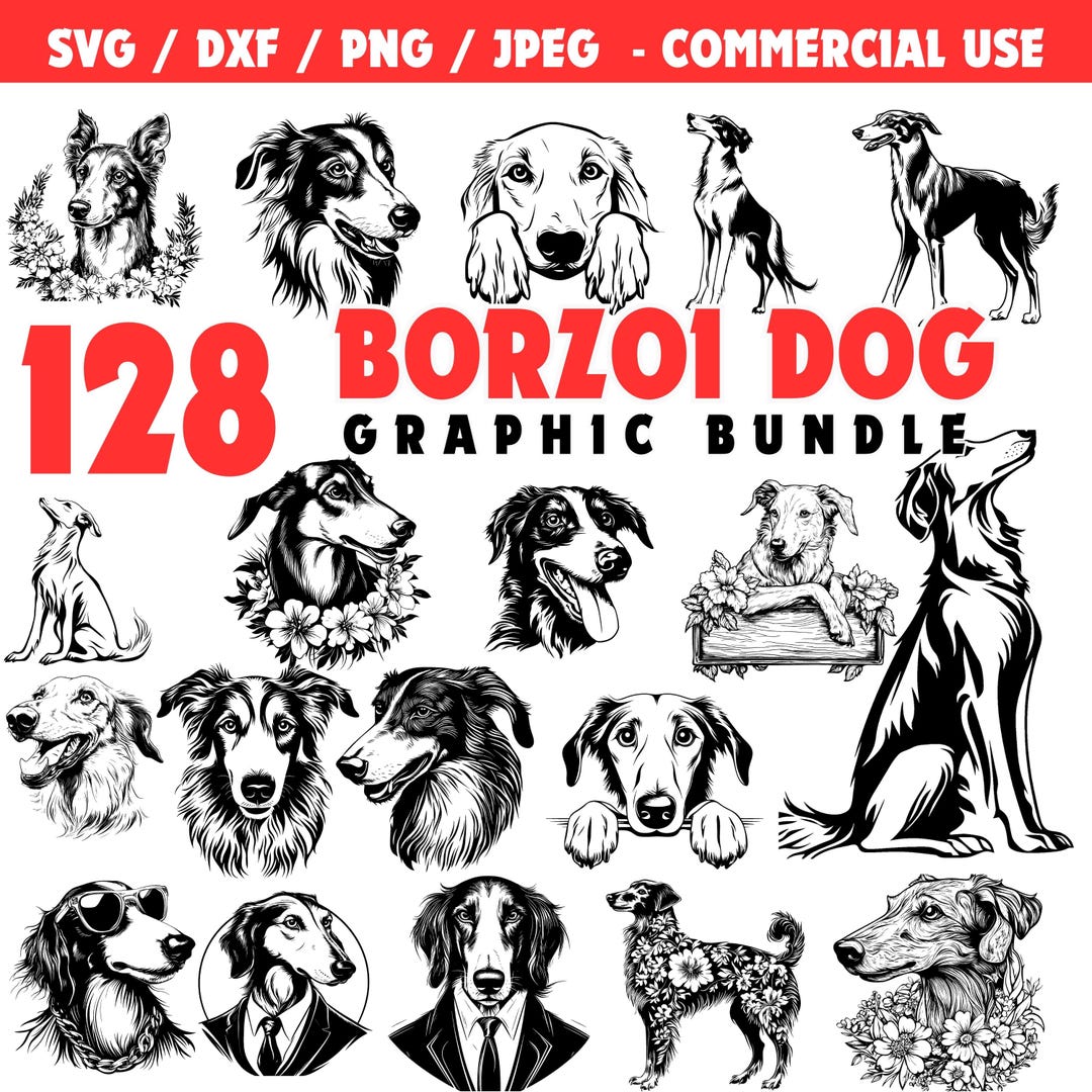 Borzoi Dog Vector Pack: Laser Cut Files (digital Download) - Etsy
