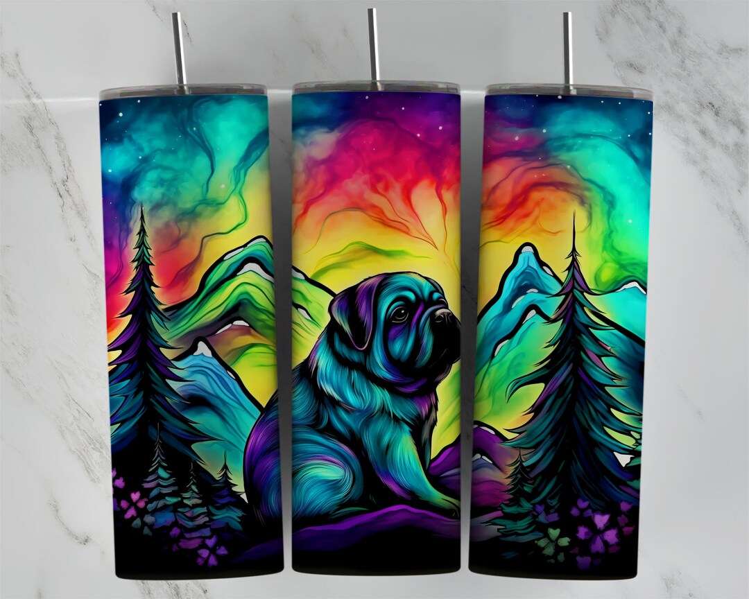 Pug Northern Lights Alcohol Ink 20oz Tumbler Sublimation - Etsy