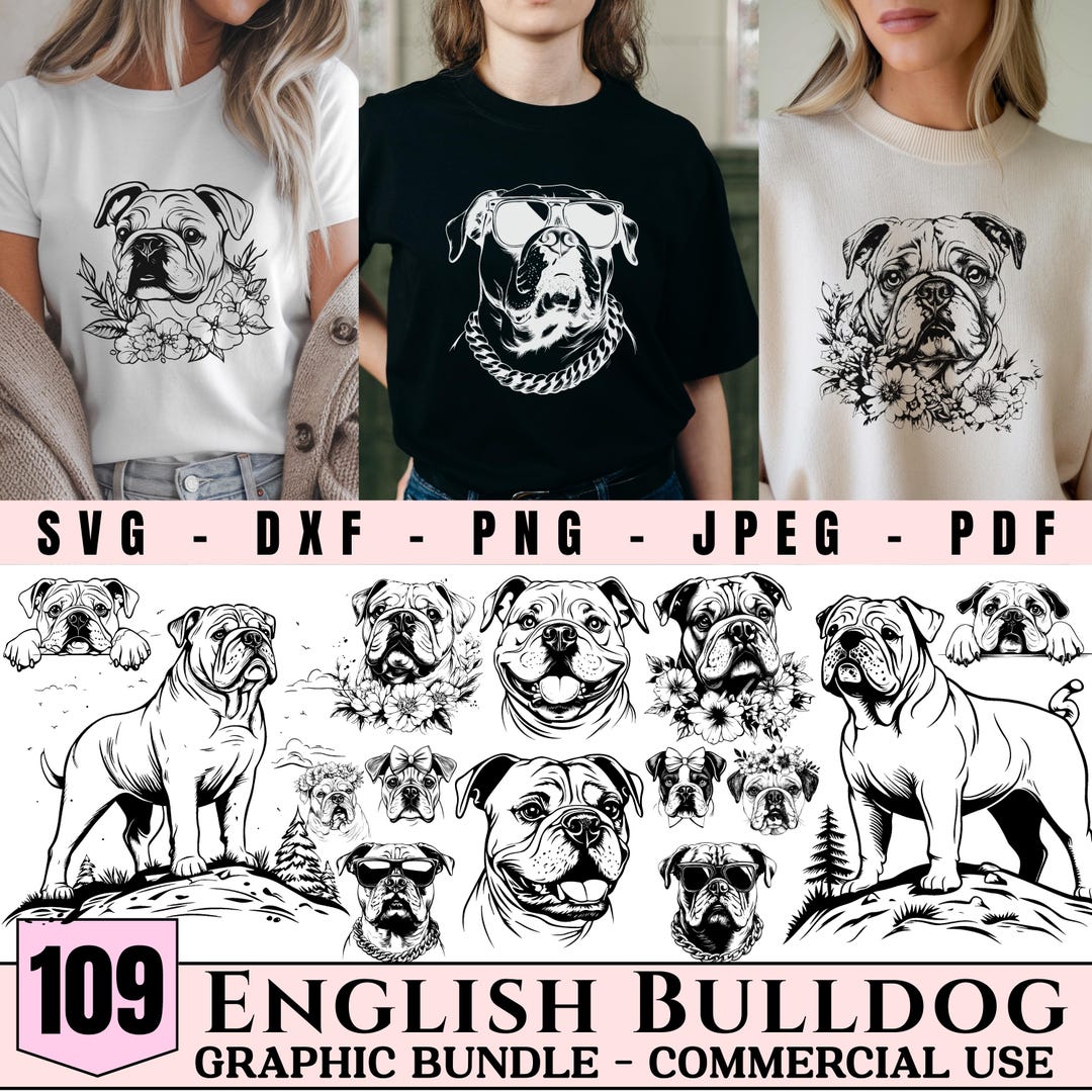 English Bulldog Graphics | Laser Cut Svg Files | Dog Breed Engraving ...
