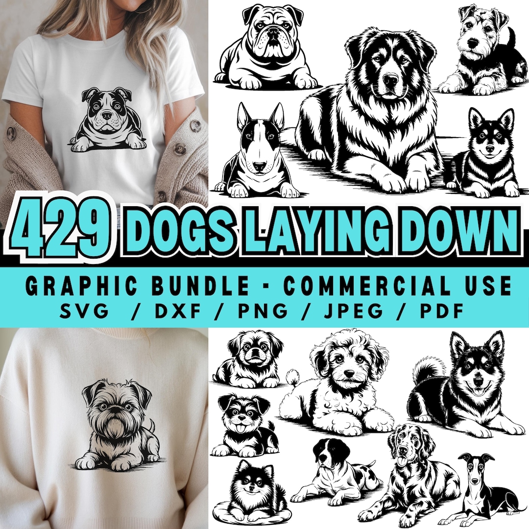 Dogs Laying Down SVG Bundle | Complete Dog Breeds Clipart | Pet ...