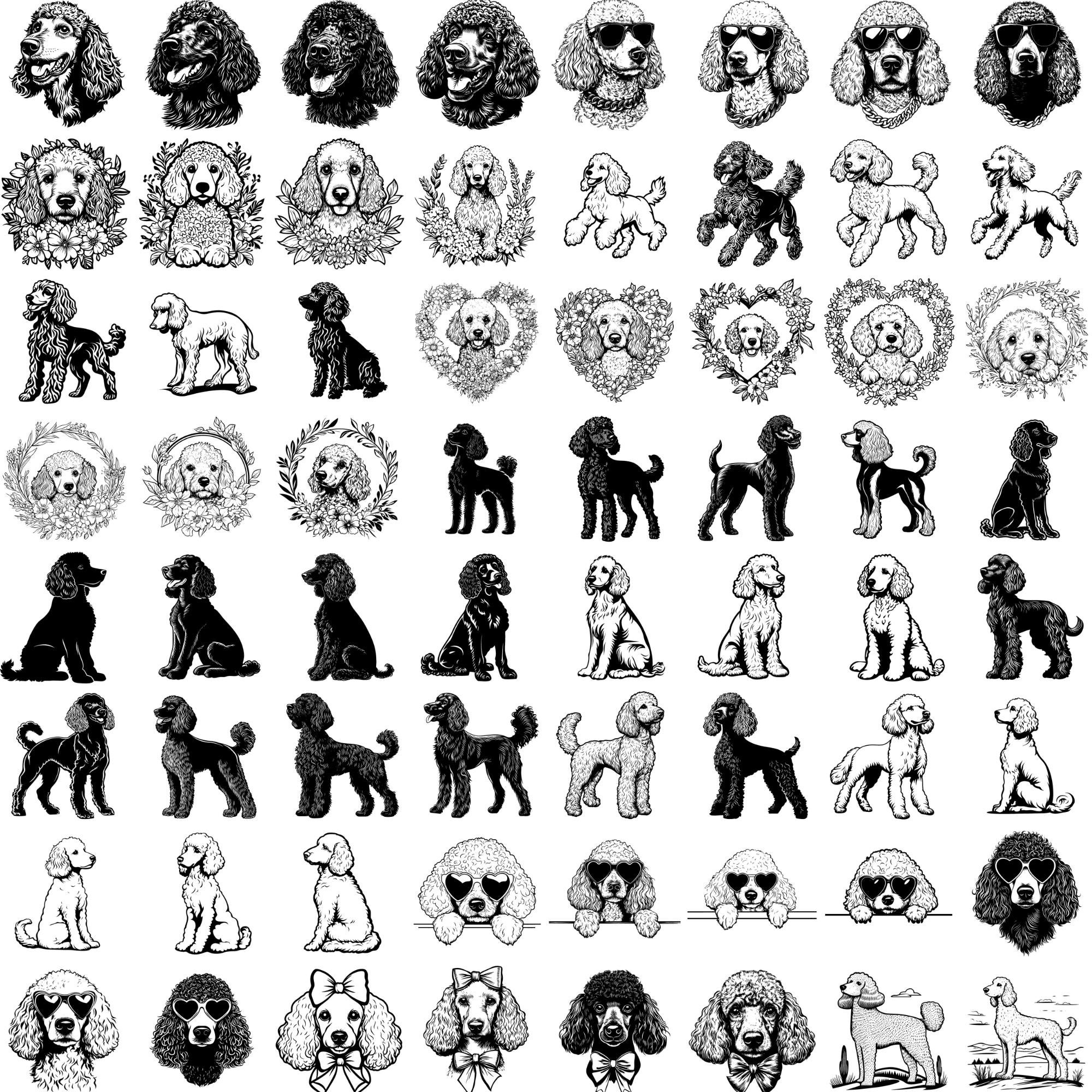 Laser Cut Files | Standard Poodle Dog Graphic Bundle | Laser Engraving ...