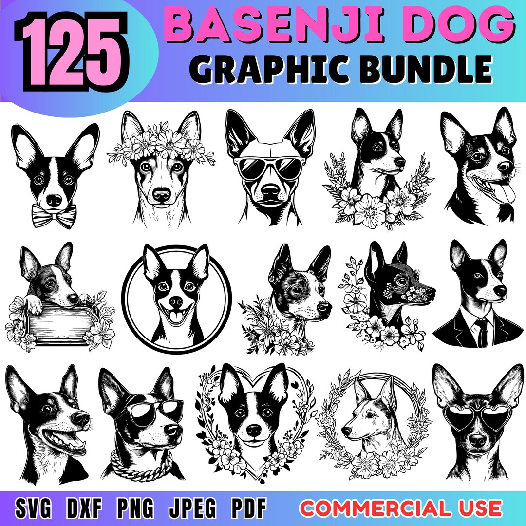 Basenji Dog Laser Bundle | Cnc Cut Files | Engraving Svg Dxf | Basenji ...