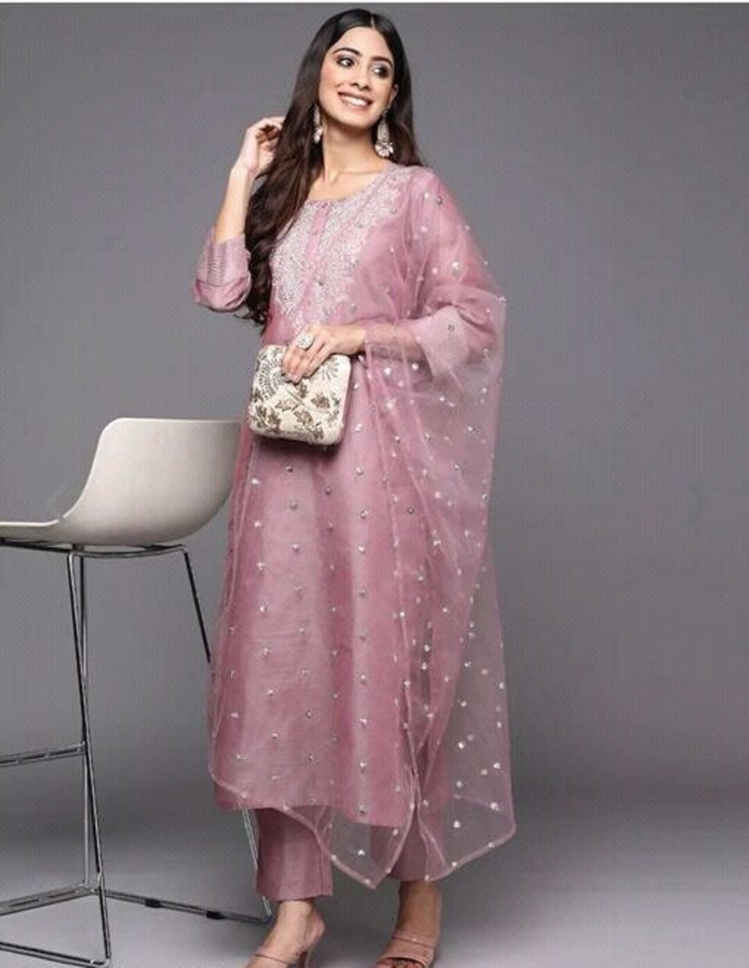 A-line Kurta/kurti Set With Dupatta,indian Ethnic Dresses,modest ...