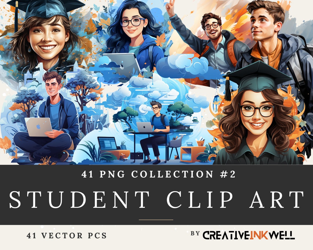 Student Vector Clip Art Collection #2 | 41 Versatile PNG | High ...