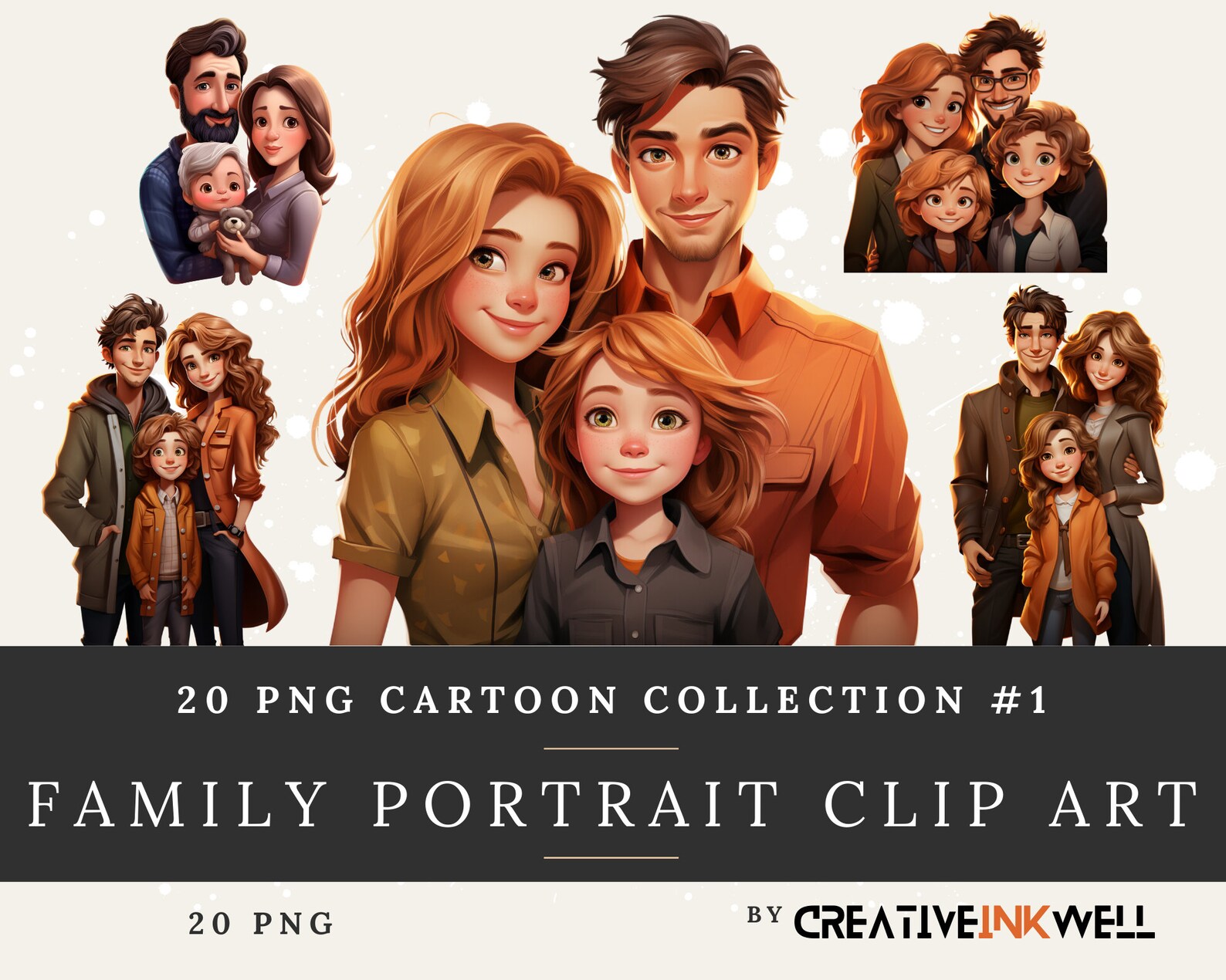 Cartoon Family Portrait Clipart Collection 1 | 20 PNG Clip Art ...