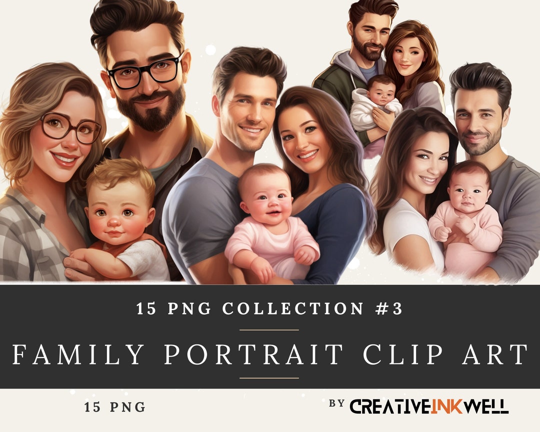 Family Portrait Clip Art Collection 3 15 PNG Clip Art Digital Download ...