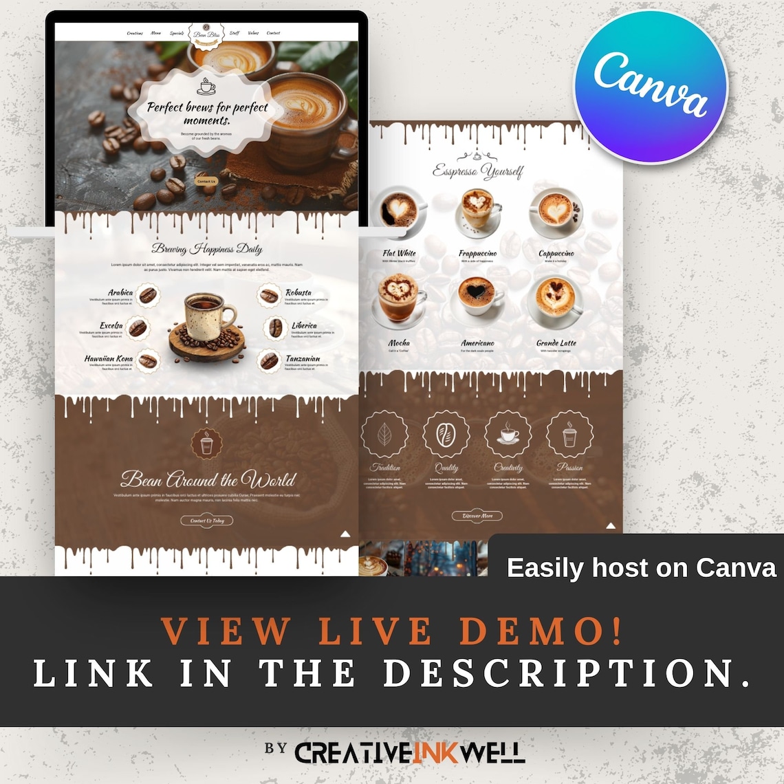 Coffee Shop Website Template | Canva Website Template | Barista | Small ...