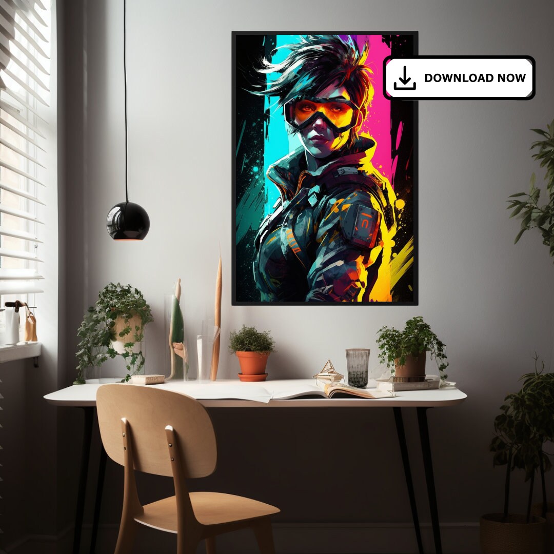 Racer Overwatch Poster - Colorful Patterns & Black Grunge - Vintage ...