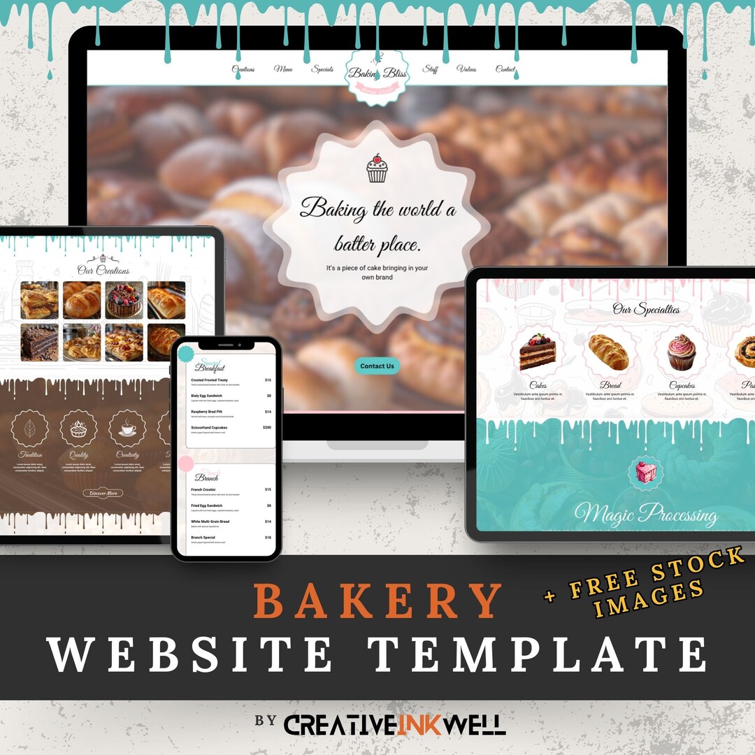 Bakery Website Template | Canva Website Template | Bread | Wedding Cake ...