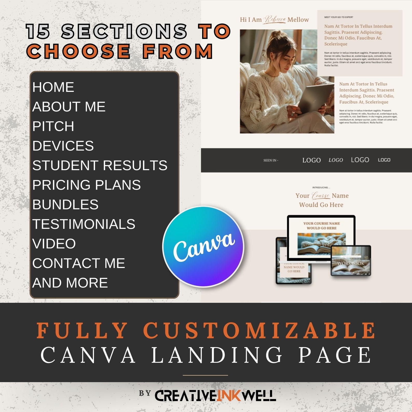Sales Page Website Template | Canva | Course Sales Page | Sales Funnel ...