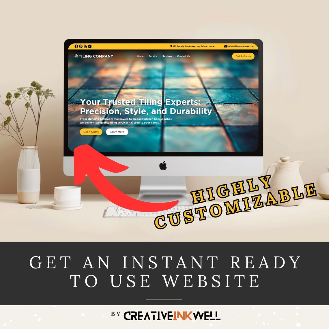Tiling Service Website Template | Canva | Professional | Contact Form ...