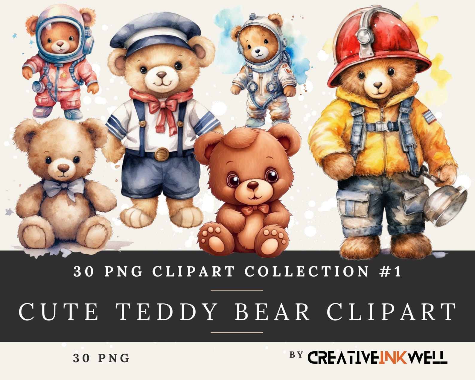 30 PNG Cute Teddy Bear Clip Art Collection 1 - Etsy