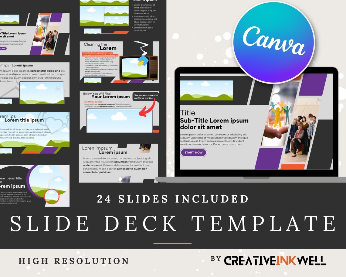 Slide Deck Template, Canva Presentation | Pitchdeck | Lesson | Online ...