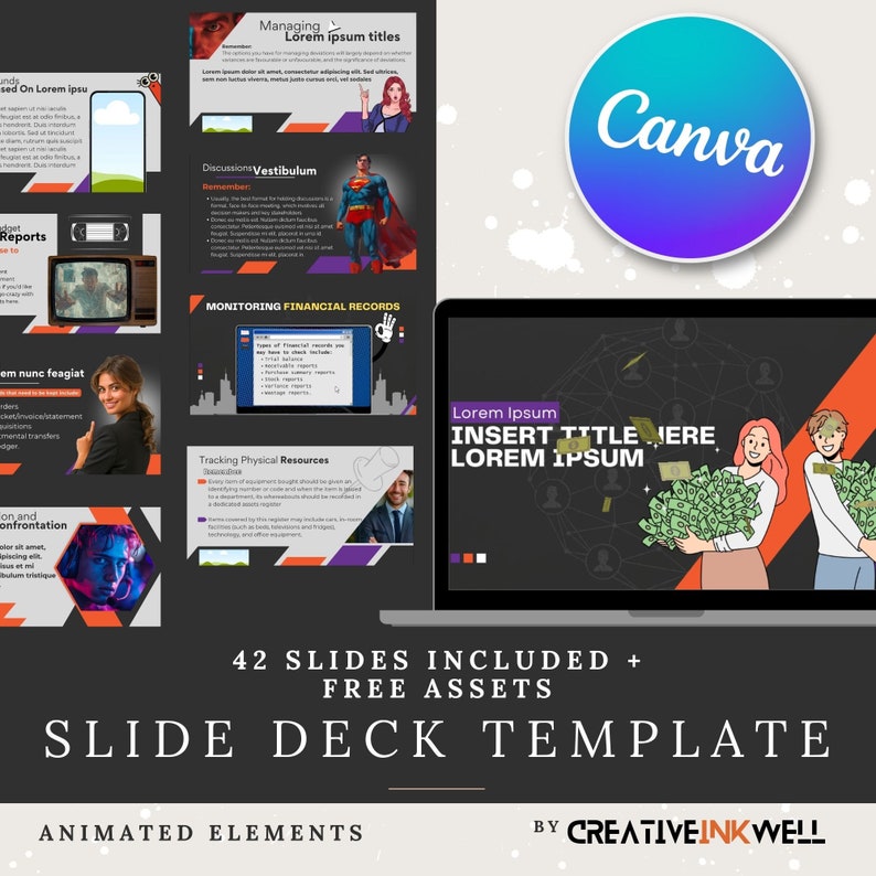 Slide Deck Template 4, Canva Presentation | Pitchdeck | Lesson | Online ...