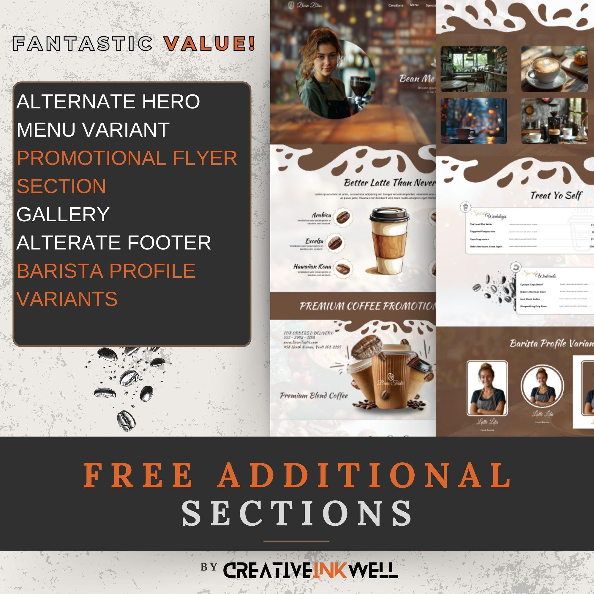 Coffee Shop Website Template #2 | Canva Website Template | Barista ...