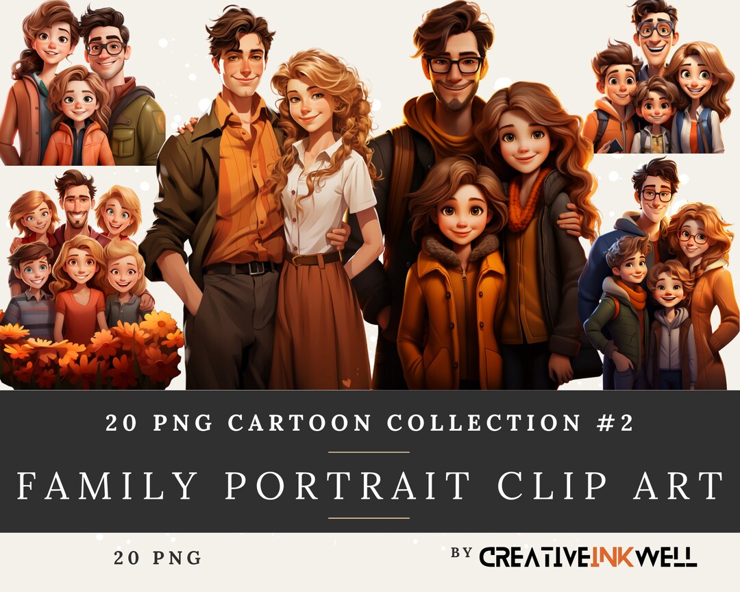 Cartoon Family Portrait Clip Art Collection 2 | 20 PNG Clip Art ...