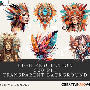 Boho Clipart Design Collection #2 | 25 High-resolution, Vibrant Clipart ...