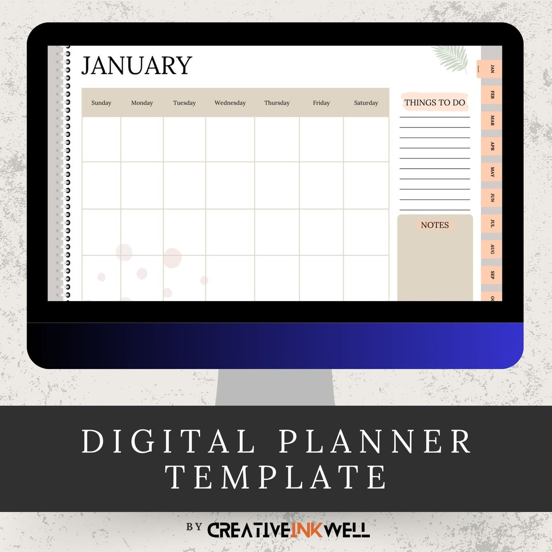 Digital Planner Template | Journal | BOHO | Dynamic Tabs | Calendar ...