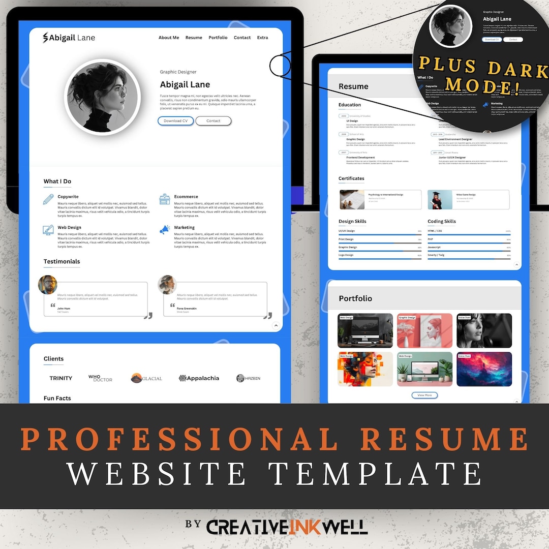 Personal Resume Website Template | Canva | Professional Portfolio ...