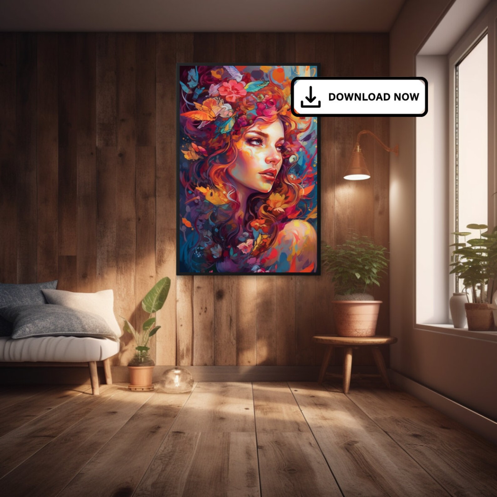 Girl With Colored Hair Poster - Stylistic Nature Scenes - Vibrant ...