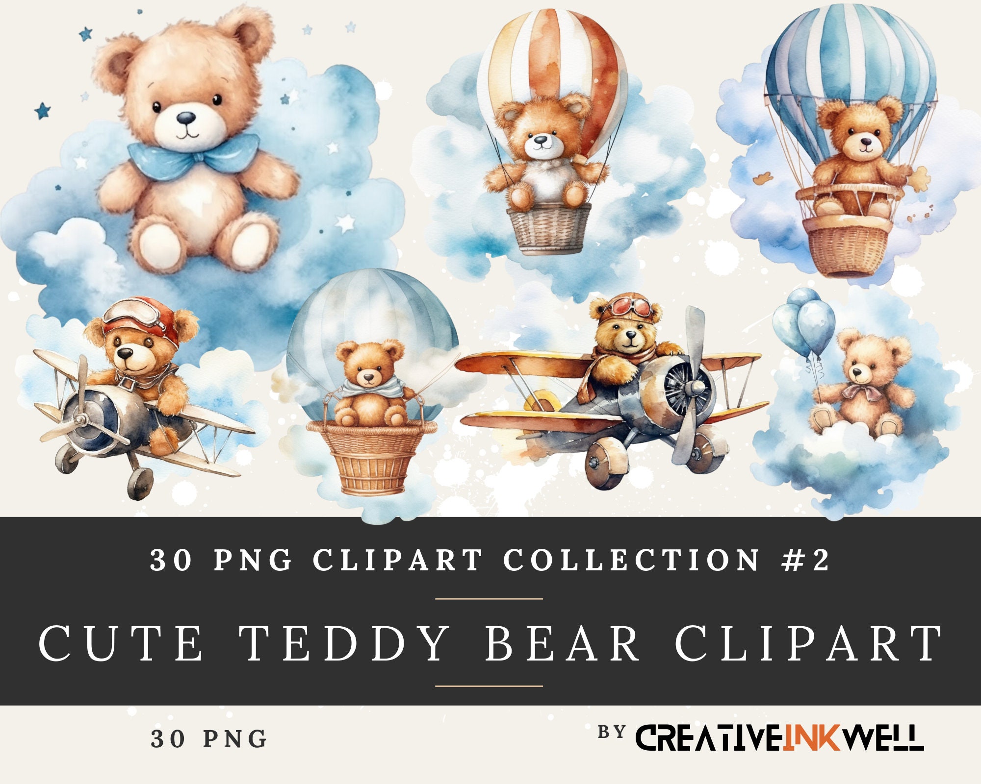 30 PNG Cute Teddy Bear Clip Art Collection #2 | Transparent | Hot Air ...