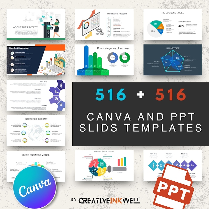 Massive 1032 Slide Deck Bundle, Canva Presentation | Pitch Deck | PPT ...