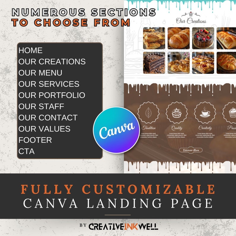 Bakery Website Template | Canva Website Template | Bread | Wedding Cake ...