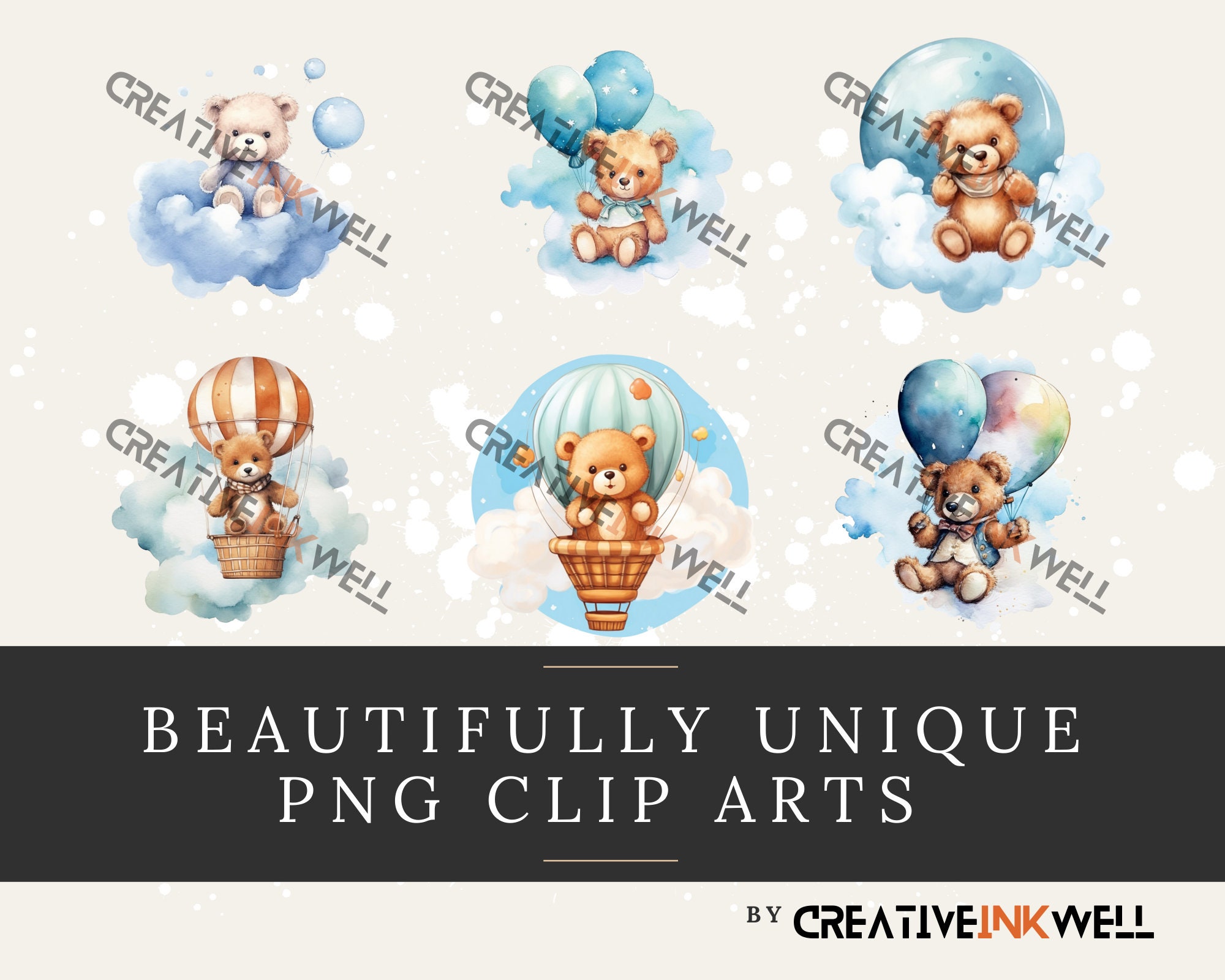 30 PNG Cute Teddy Bear Clip Art Collection #2 | Transparent | Hot Air ...