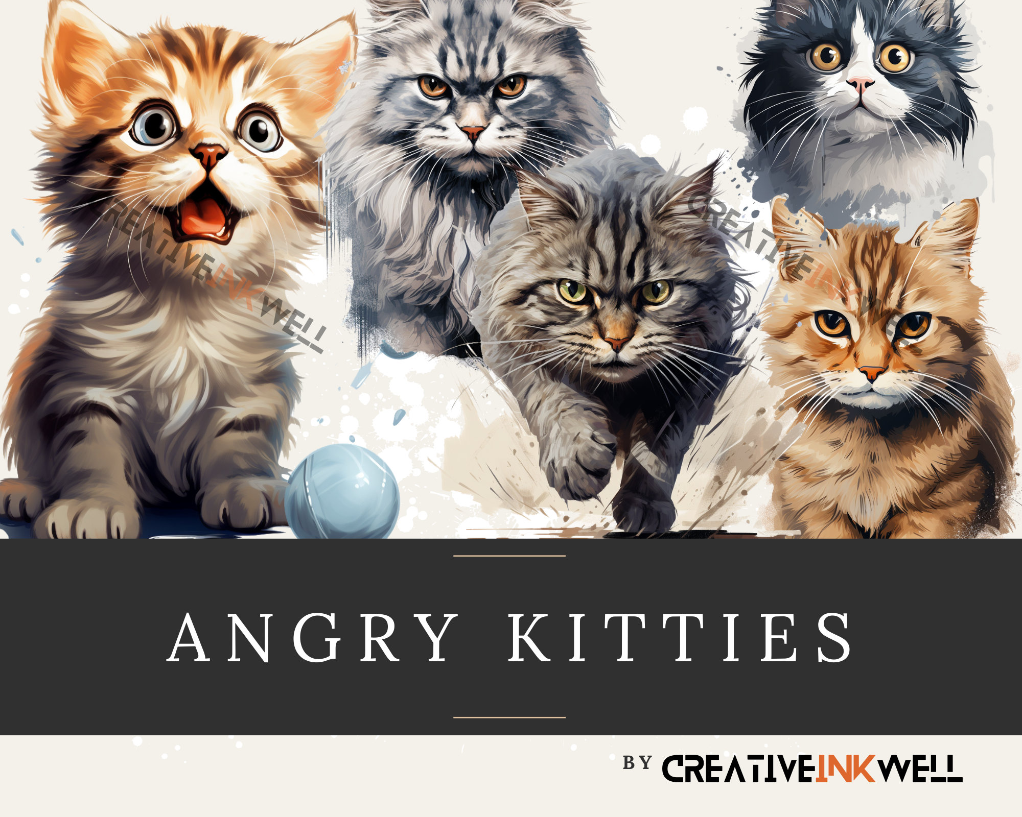 25 Angry Cat Clip Art Collection | Angry & Cute Kitty | High-resolution ...