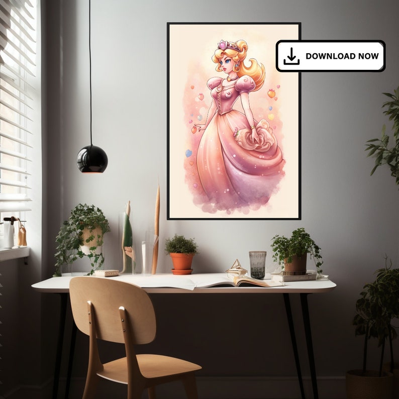 Princess Peach Poster High-res Digital Illustration Pink - Etsy UK