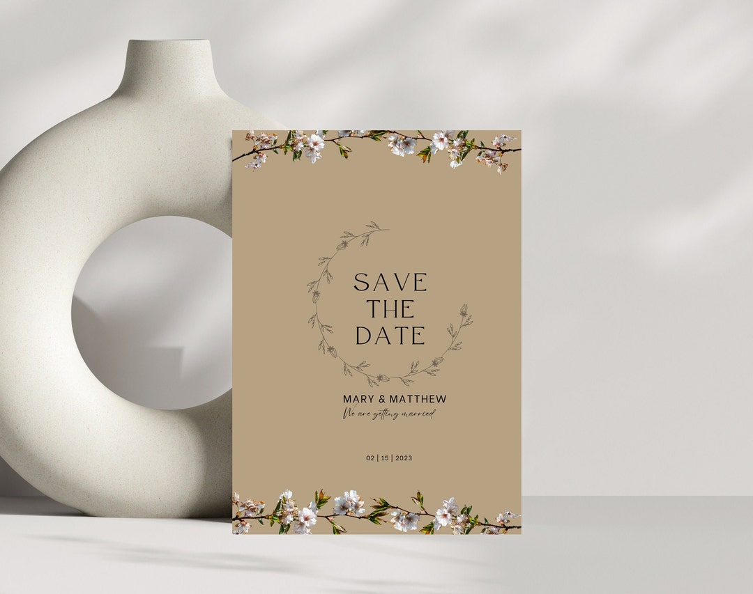 Boho Save the Date Template, Floral Save the Date, Wildflower Save the ...