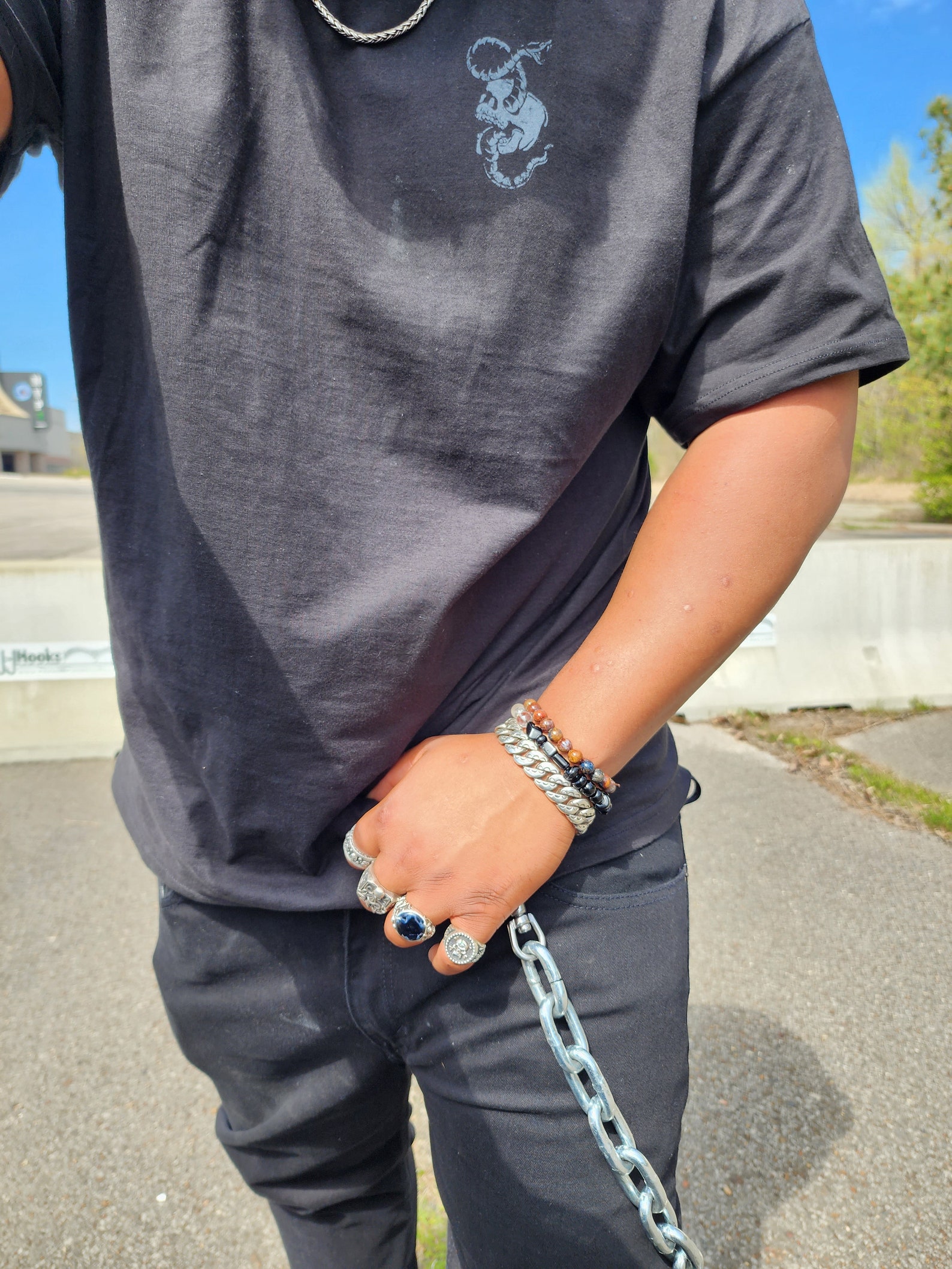 Large Heavy Metal Pants Chain Side Punk Chain on Jeans Keychain for Men ...