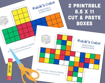 Printable Digital Rubiks Cube Fun and Colorful Gift Box Kids' Crafts ...