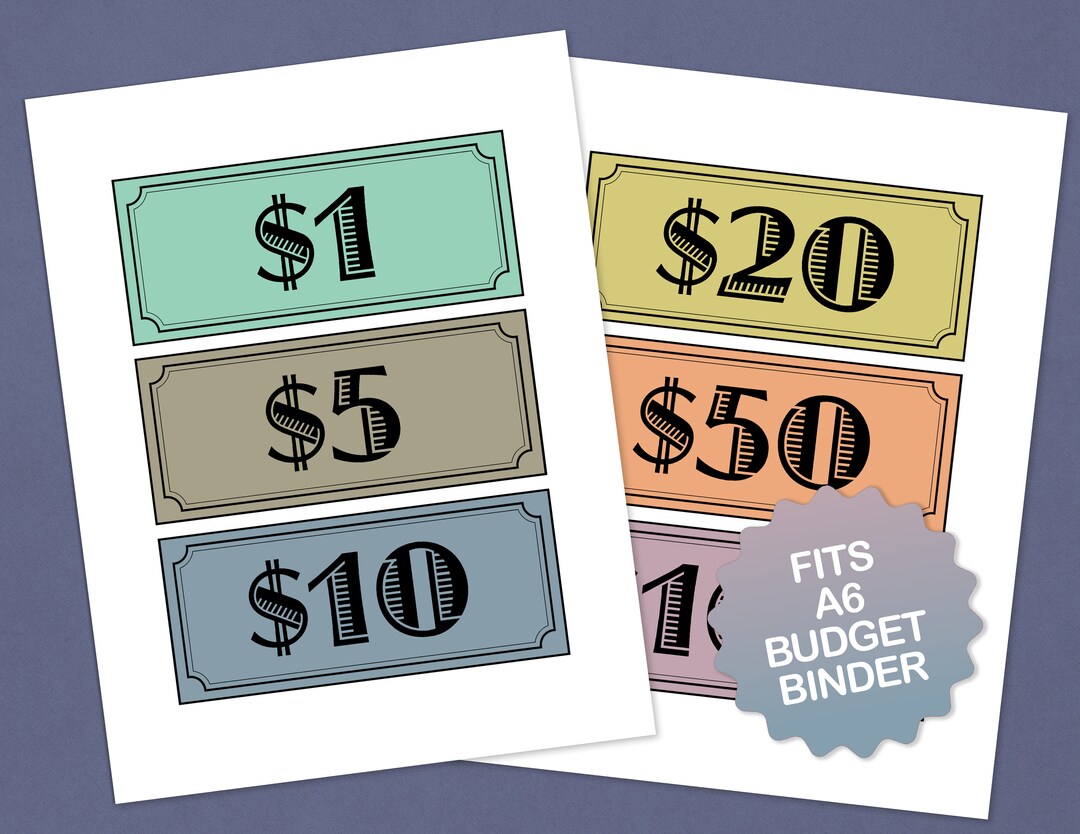 Printable Money Placeholders Fits A6 Budget Binder Sleeve for A6 Cash ...