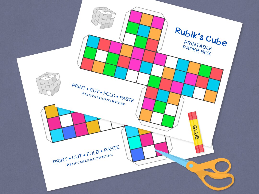 Printable Rubiks Cube Favor Boxes Digital Download Gift Box Colorful ...