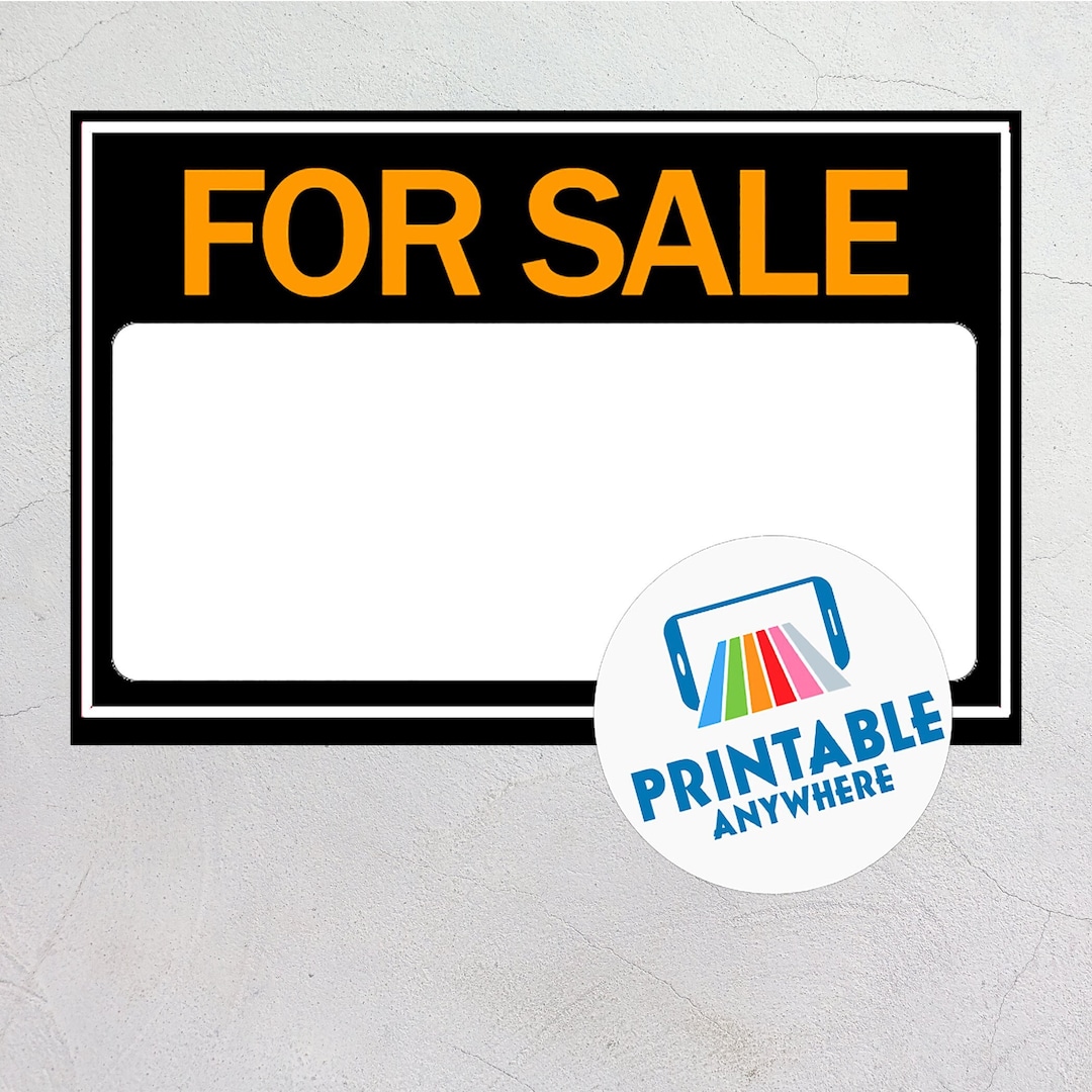 For Sale Sign Digital Download PDF Orange and Black for Sale Signage ...