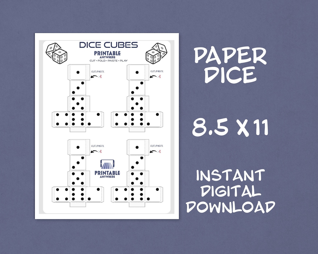 Emergency Printable Dice Cubes Digital Download Paper Dice Fun Casino ...
