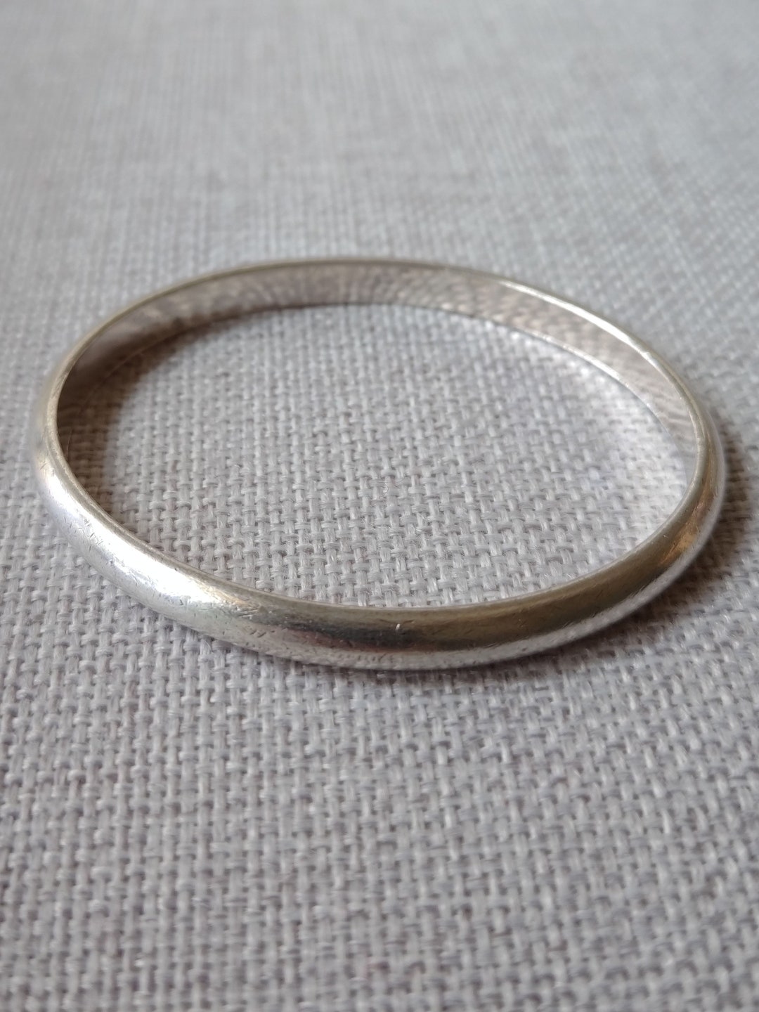 Vintage Small Plain Heavy Sterling Silver Bangle With Matte Finish in a ...