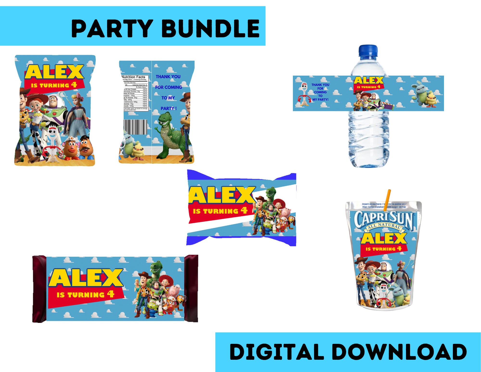 Toy Story Digital Labels Pdf File, Toy Story Party Favors, Toy Story ...