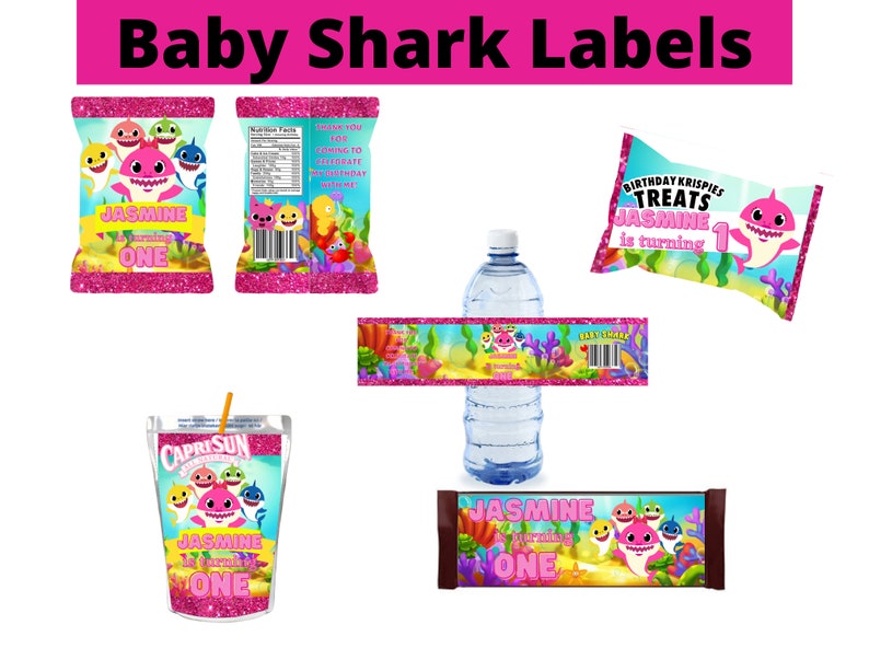 Shark Digital Labels Pdf File, Girl Party Favors, Girl Shark Chip Bags ...