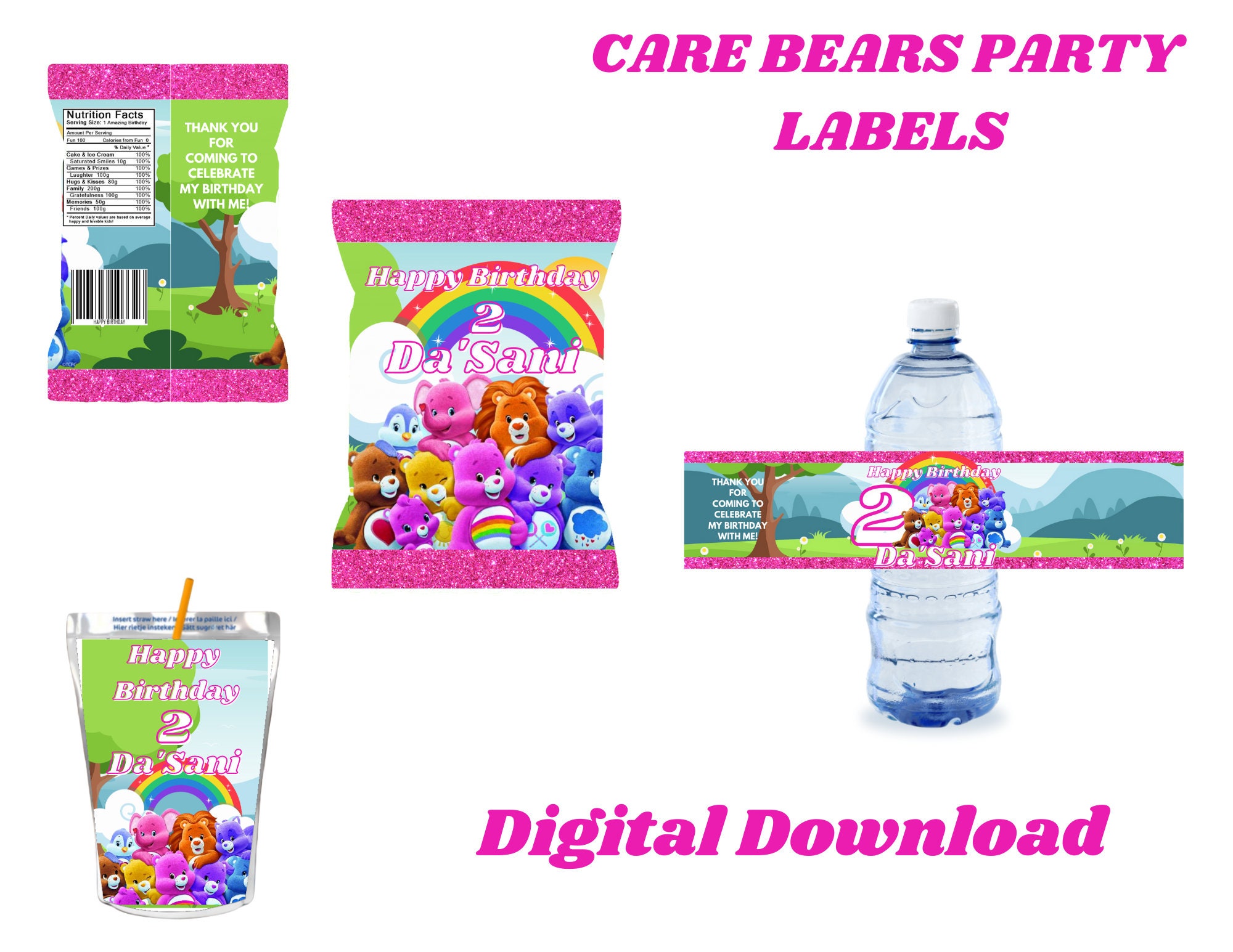 Care Bear Bears Party Favors , Care Bears Chip Bags , Care Bear Bundle ...