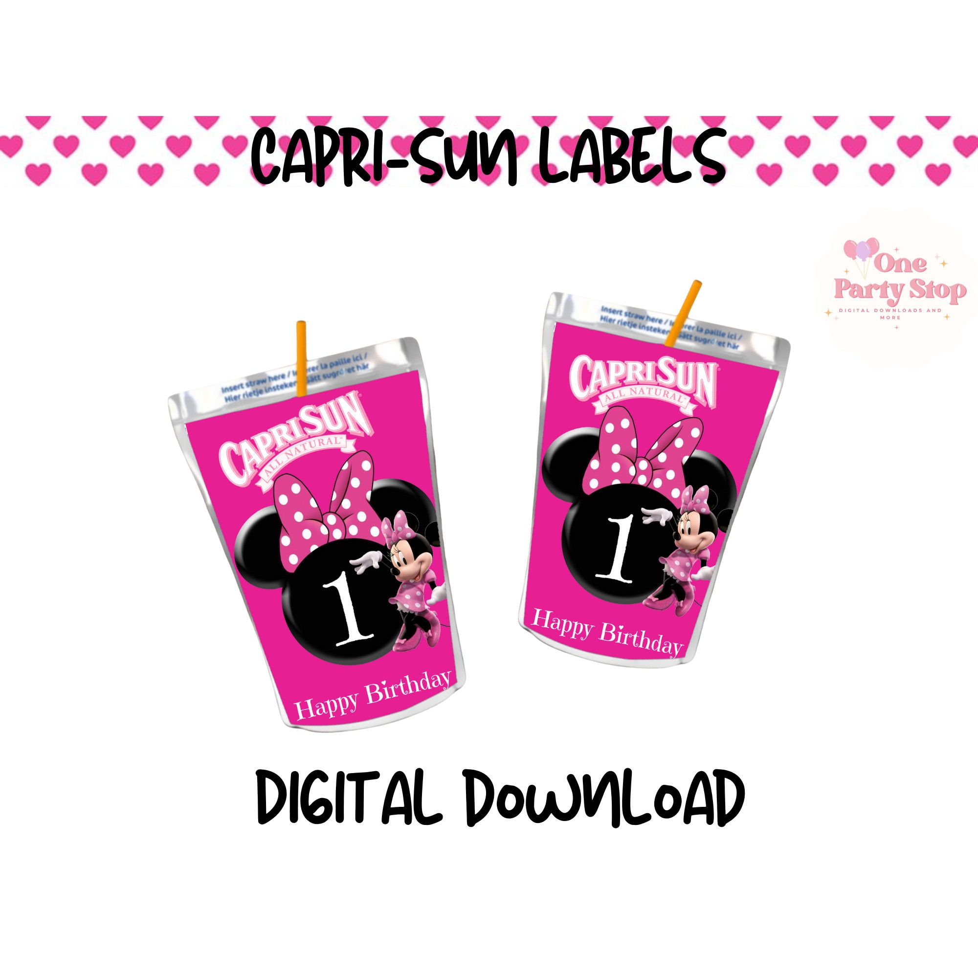 Minnie Mouse Digital Labels Pdf File, Minnie Digital Party Favors ...