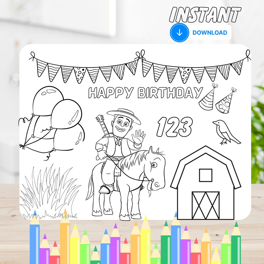 La Granja De Zenon Birthday Party Placemat Activity Sheet ( Instant ...