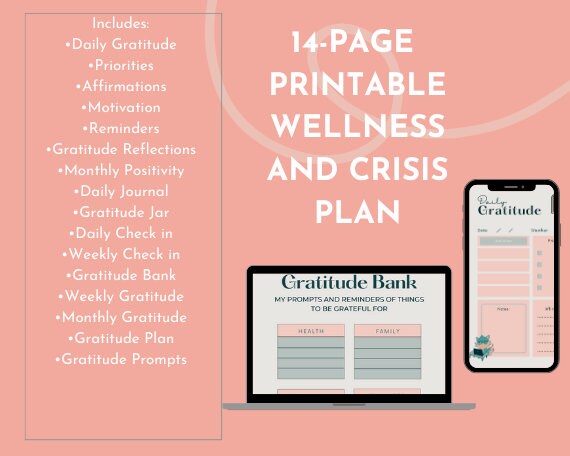 Gratitude Journal Printable Mental Health Tools - Etsy