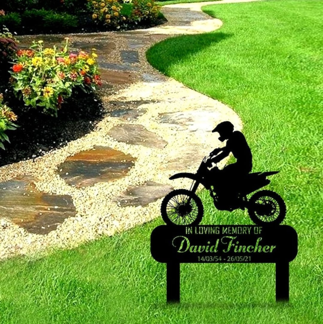 Custom Motorcycle Biker Grave Marker Metal Garden Stakes - Etsy