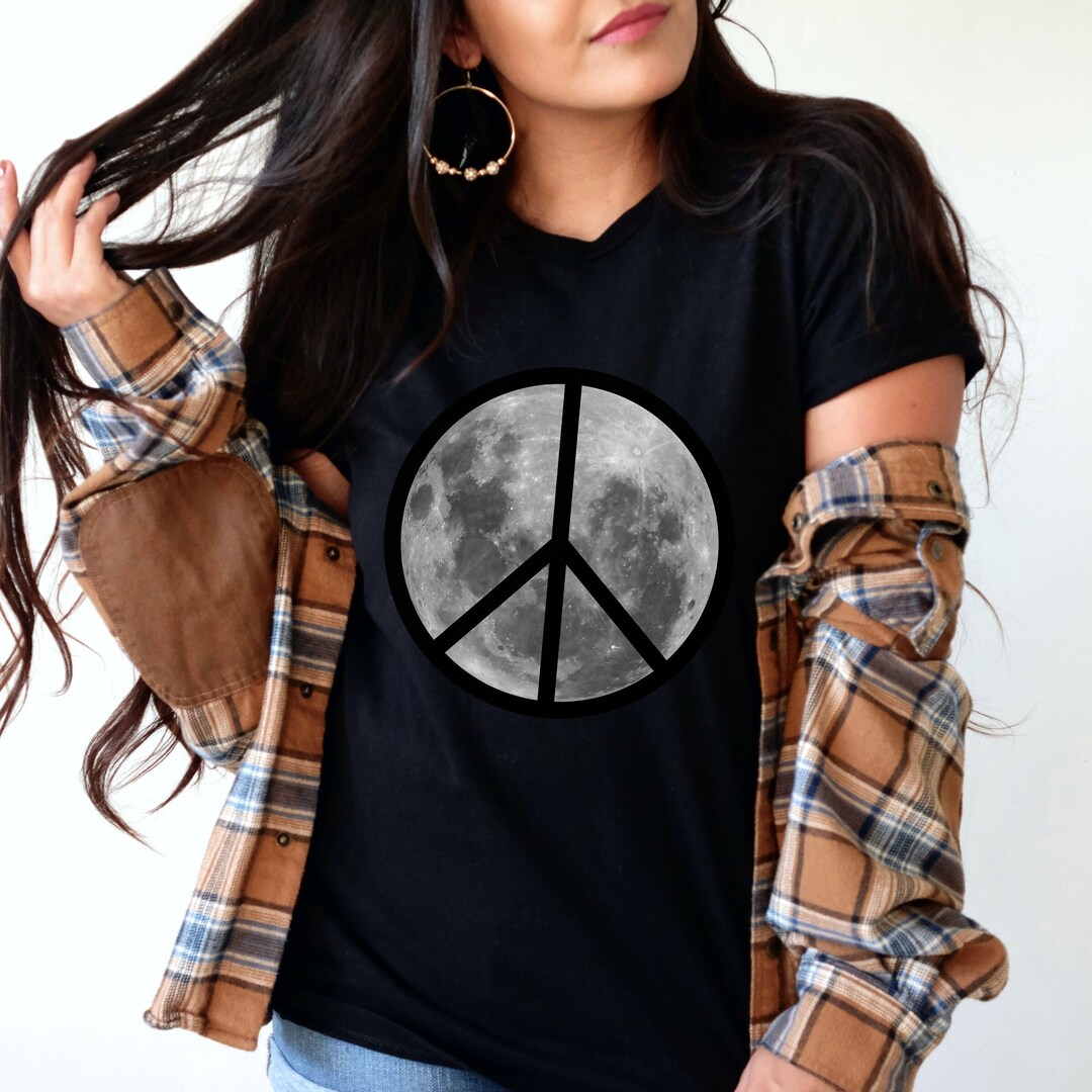 MOON PEACE SIGN T-shirt Full Moon Tee, Peace Sign Tshirt, Gift for ...