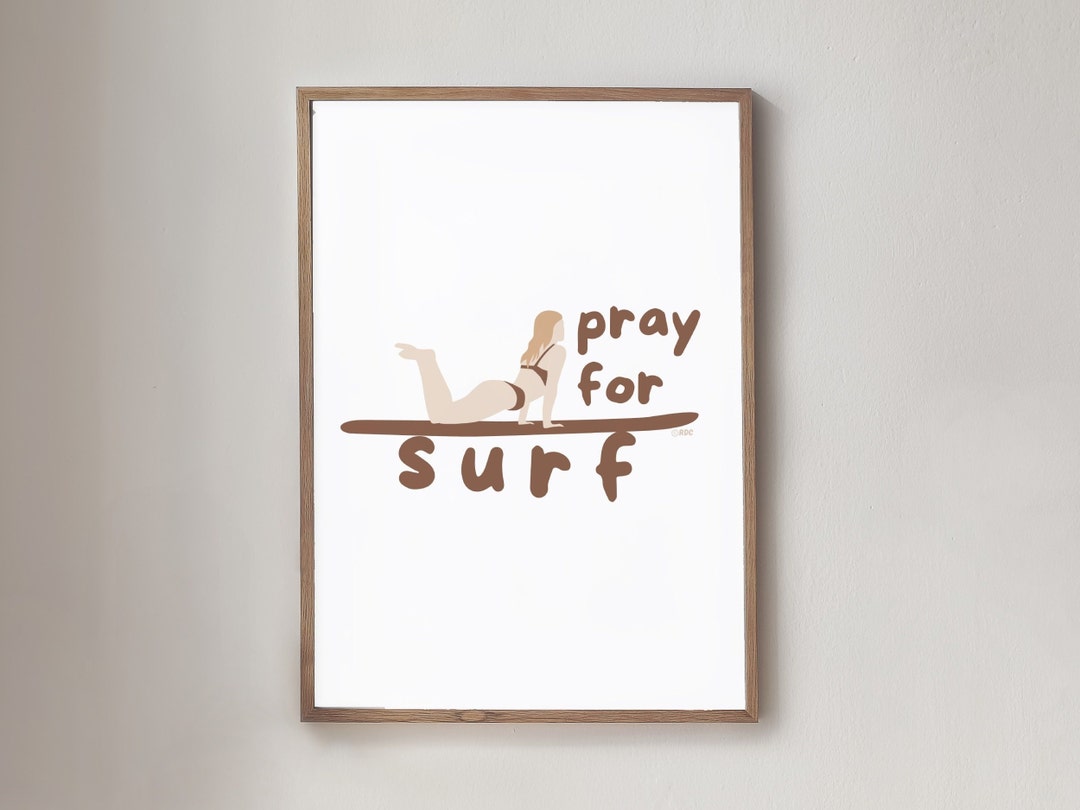 Printable Beach Poster Surfer Girl Praying for Surf Bible Boho Beach ...
