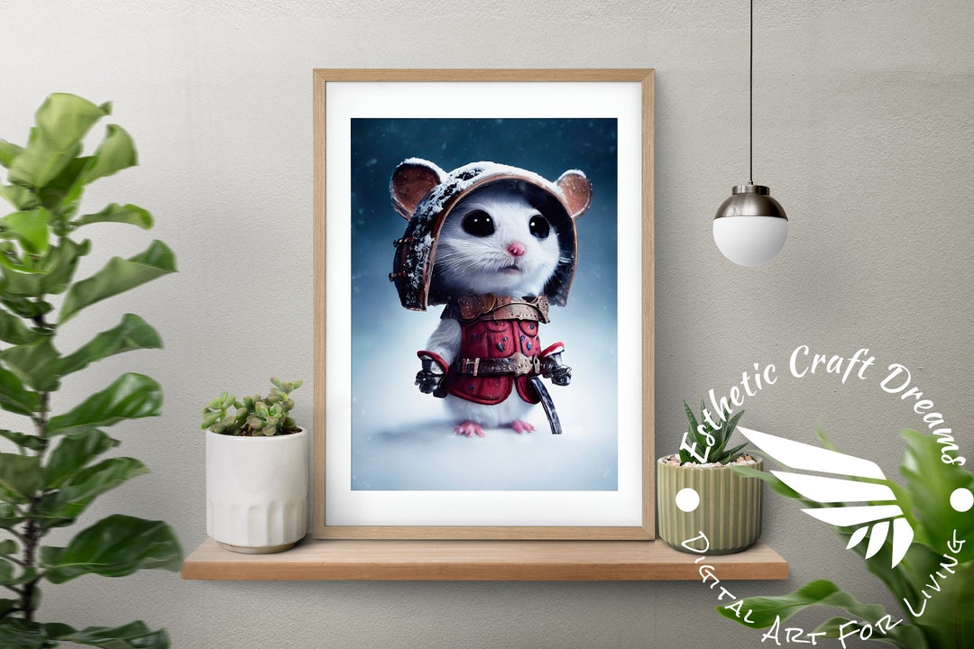 Artful Mouse Canva Art, Digital Printable, Nursery Wall Decor, Instant ...