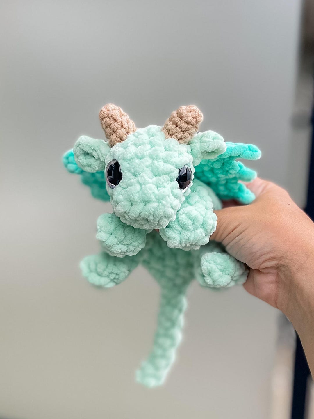 One Crochet Small Baby Dragon Plushie, Handmade Stuffie, Personalised ...